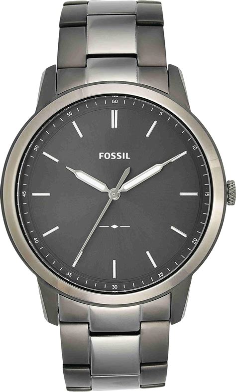 Fossil Men Minimalist Stainless Steel Slim Casual Watch Smoke Men
