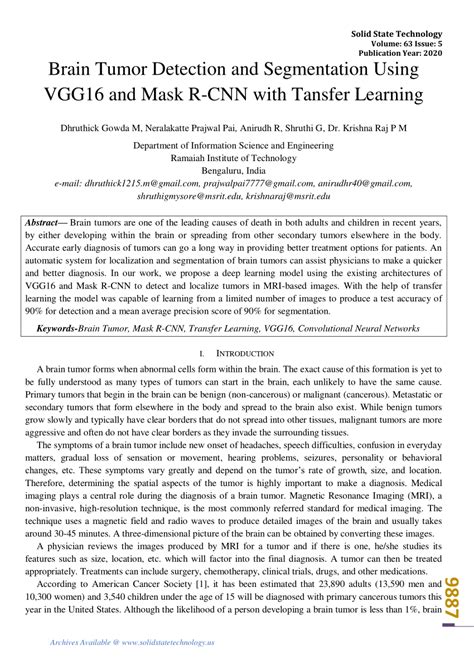 Pdf Solid State Technology Brain Tumor Detection And Segmentation