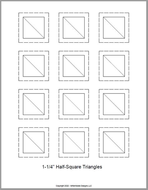 Fpp Print At Home Template Half Square Triangles 21 Sizes 1 To 8 Foundation Paper