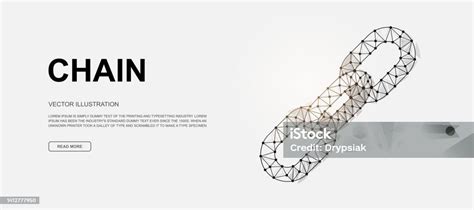 체인 3d 랜딩 페이지 템플릿에 대한 낮은 폴리 기호 체인링크 디자인 그림 홈페이지 디자인을위한 다각형 블록 체인 일러스트레이션 Adv 페이지 0명에 대한 스톡 벡터 아트
