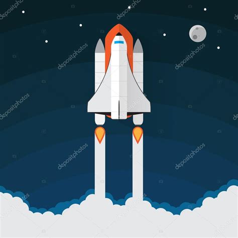 Space Shuttle Launch Vector Illustration — Stock Vector © Shad Off 70939905