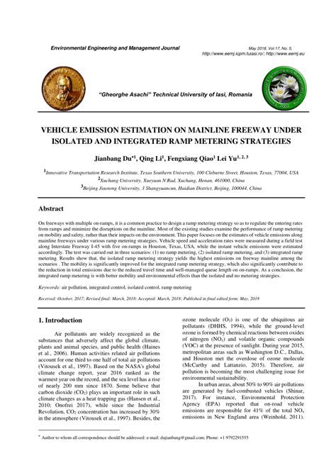 Pdf Impact Of Different Ramp Metering Strategies On Vehicle Emissions