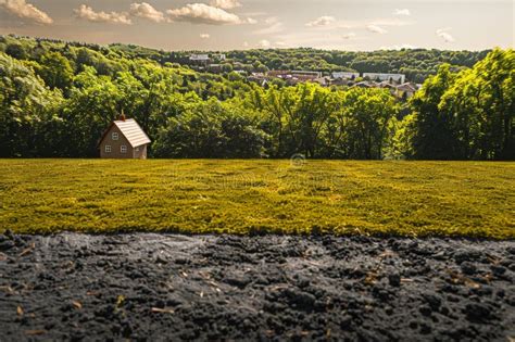 Small House In Grassy Field Generative Ai Stock Illustration