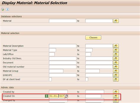 Material List Based On Creation Date