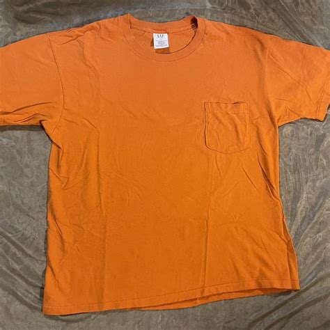Vintage Orange Gap T Shirt With Pocket 100 Cotton Depop