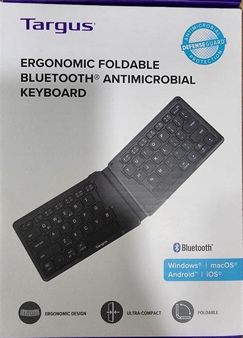 Targus Ergonomic Foldable Bluetooth Antimicrobial Keyboard Computers