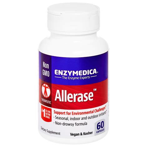 Enzymedica Allerase Vegan Kosher Non Drowsy Enzyme Supplement Mucus