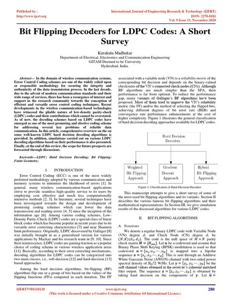 Ijertbitflippingdecodersforldpccod Pdf Low Density Parity