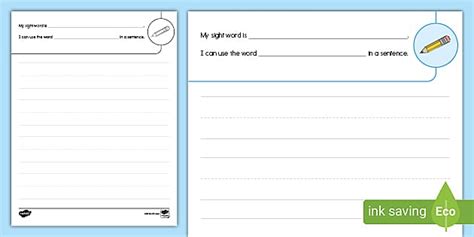 Using Sight Words Sentence Writing Worksheet Twinkl Usa