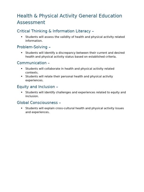 Health And Pe Assessment Pdf