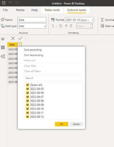 data view filter column dropdown function equals microsoft