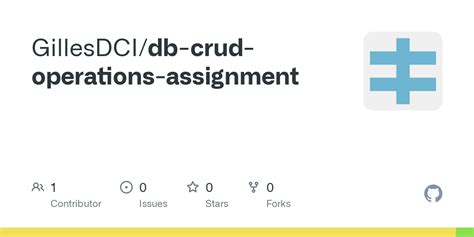 Github Gillesdcidb Crud Operations Assignment
