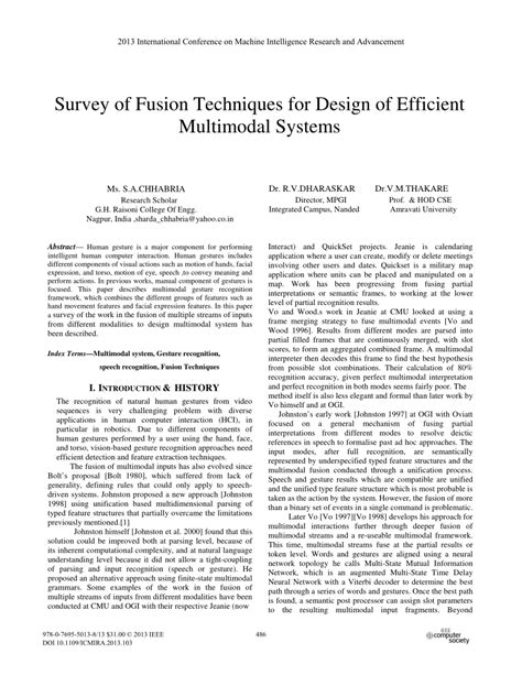 Pdf Survey Of Fusion Techniques For Design Of Efficient Multimodal Systems