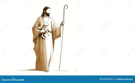 Jesus Holding A Lamb And A Shepherd S Crook Digital Illustration Stock