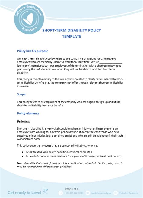 Short Term Disability Policy The Butterfly