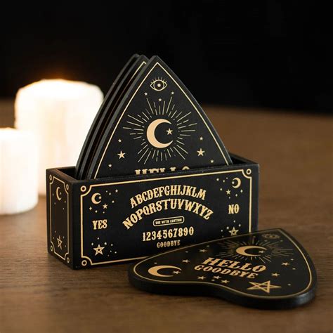 Black Talking Board Planchette Coaster Set Mystical Decor Ro Rox