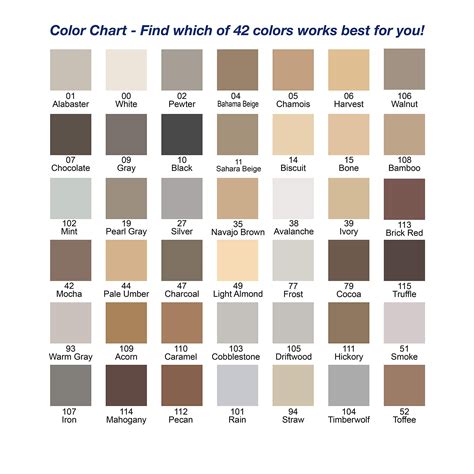Grout Renew Color Chart Pe