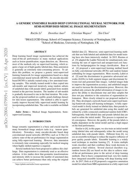 Pdf A Generic Ensemble Based Deep Convolutional Neural Network For Semi Supervised Medical