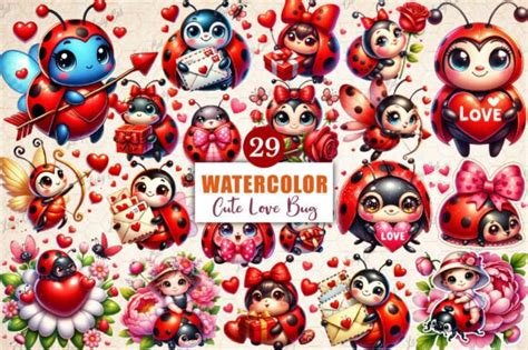 Cute Love Bug Png Clipart Bundle Graphic By Lady Cat · Creative Fabrica