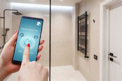 Water Leak Sensor Alert Smart Water Sensor Can Automatically Shut Off A Solenoid Valve Stock