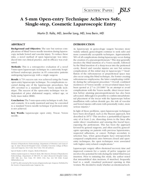 Pdf A 5 Mm Open Entry Technique Achieves Safe Single Step Cosmetic