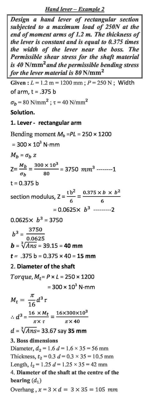 Machine Drawing Lever Design