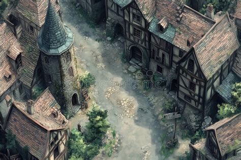 Fantasy Village Street Houses Rpg Map Medieval Town Battlemap Ttrpg