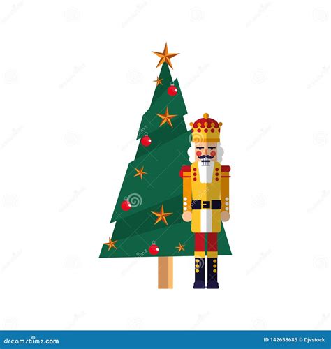 Christmas Tree Nutcracker Decoration Stock Vector Illustration Of