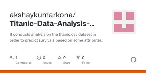 GitHub Akshaykumarkona Titanic Data Analysis ML Project It Conducts Analysis On The Titanic