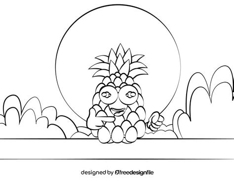 Funny Pineapple Black And White Vector Free Download