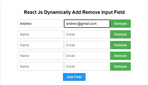 React Js Dynamically Add And Remove Input Fields To Form