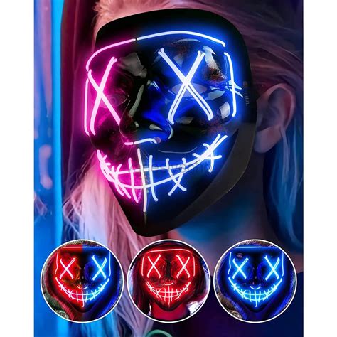 Light Up Mask Led Mask Scary Halloween Mask Glow Neon Mask Costume