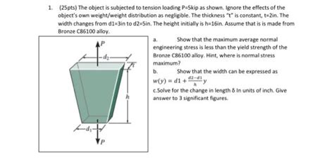Solved Pts The Object Is Subjected To Tension Loading Chegg