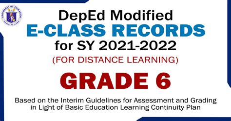 Grade 6 Modified E Class Records Sy 2021 2022 Free Download Deped Click