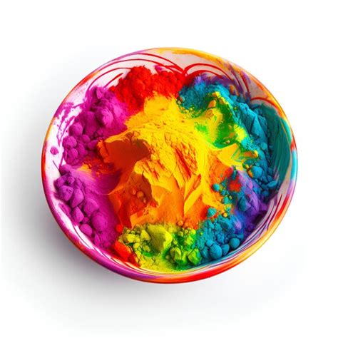 Premium Photo Indian Festival Holi Multi Colors Bowl On White Background