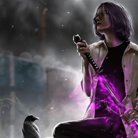 2932x2932 Katana With Purple Sword Ipad Pro Retina Display Hd 4k