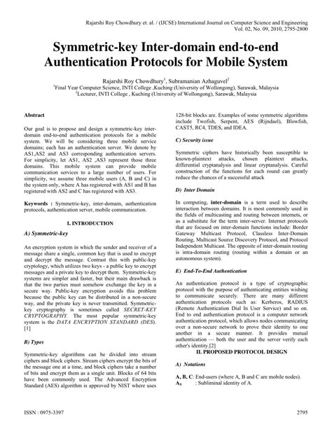 Pdf Symmetric Key Inter Domain End To End Authentication Protocols For Mobile System