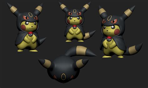 🐉 Pokemon Pikachu Cosplay Poncho Umbreon・free Stl File For ・cults