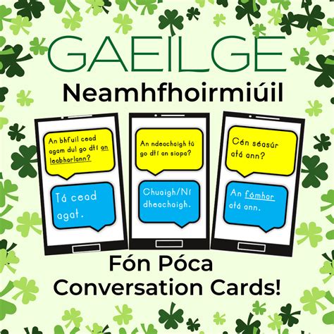 Mash Seachtain Na Gaeilge Gaeilge Neamhfhoirmiúil Fón Póca Conversation Cards