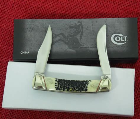 Colt Knife Ct485 Smaller Moose Pattern 35 Closed Buckshot Bone