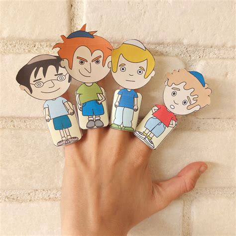 Printable Passover Four Sons Finger Puppets Instant Download Seder