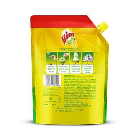 Vim Lemon Dishwash Liquid Gel 900 Ml Refill Pouch Thaneshop