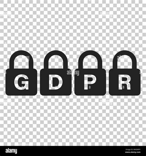 General Data Protection Regulation Padlock Vector Icon In Flat Style Gdpr Illustration On