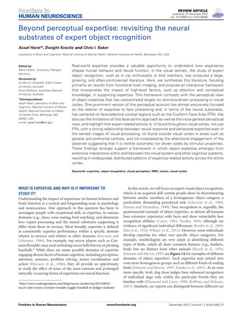 Pdf Beyond Perceptual Expertise Revisiting The Neural Substrates Of Expert Object Recognition