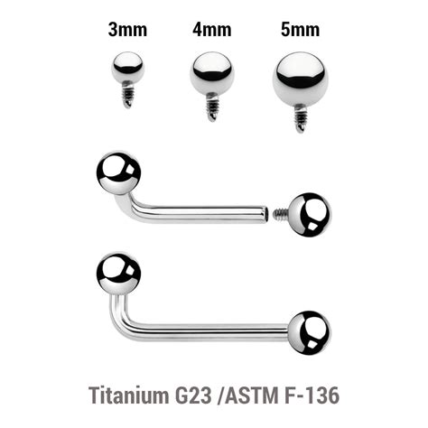 Ybl16b Titanium Internally Threaded Christina Barbell W Balls 25mm Rise