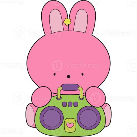 The Rabbit With Cassettes Player 55938896 Png