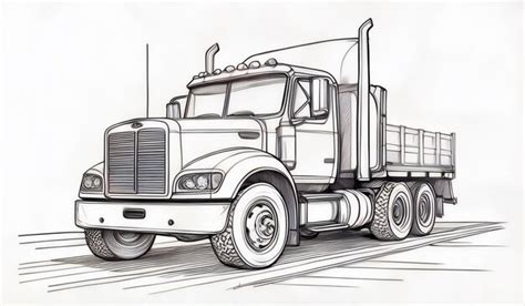 A Drawing Of A Semi Truck With A Large Grill On The Front Premium Ai