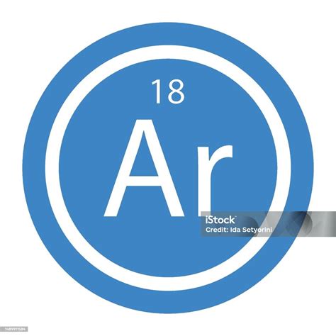 Argon Ar Ikon Unsur Kimia Unsur Kimia Dari Tabel Periodik Ilustrasi