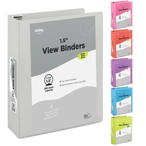 Enday 15 Inch Binder 3 Ring Binders With Pockets For Home Office
