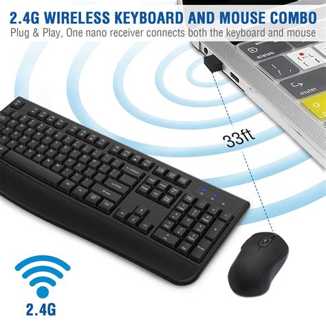 Buy Wireless Keyboard And Mouse Combo Edjo 2 4g Full Sized Ergonomic Computer Keyboard With